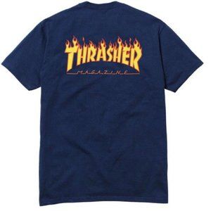 Thrasher | Tops | Thrasher Skating Classic Flames Navy Blue Unisex Graphic Tshirt Medium | Poshmark